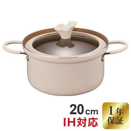 evercook 両手鍋 20cm ガス IH対応 アイボリー 深鍋 ガラス蓋付き｜永久不滅ポイント・UCポイント交換の「STOREE SAISON（ストーリー セゾン）」