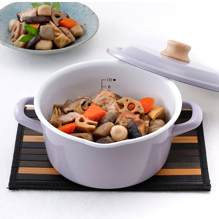 富士ホーロー コットンプラス 20cm キャセロール 両手鍋 パープル CTP-20W.PU｜永久不滅ポイント・UCポイント交換の「STOREE SAISON（ストーリー セゾン）」